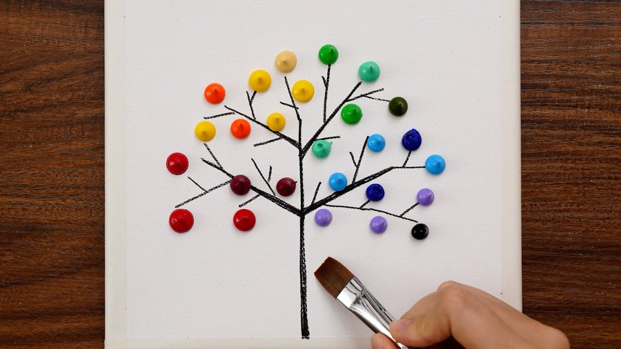 Easy Colorful Tree Acrylic Painting Technique｜Painting For Beginners ...