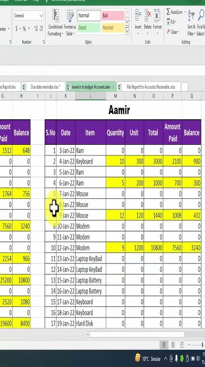 shorts | Fully Automatic Accounting software in Excel | Automatic Party Ledger From Master sheet ...