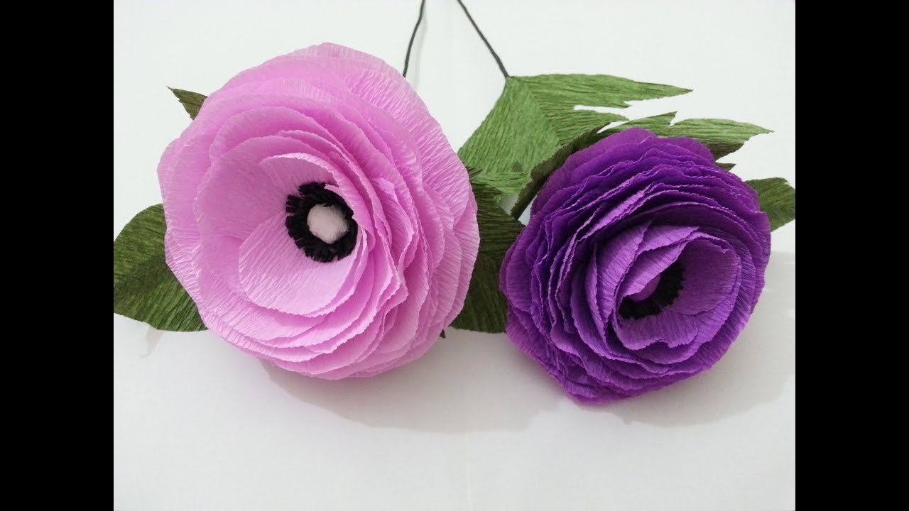 How To make Ranunculus Paper Flower From Crepe paper - YouTube