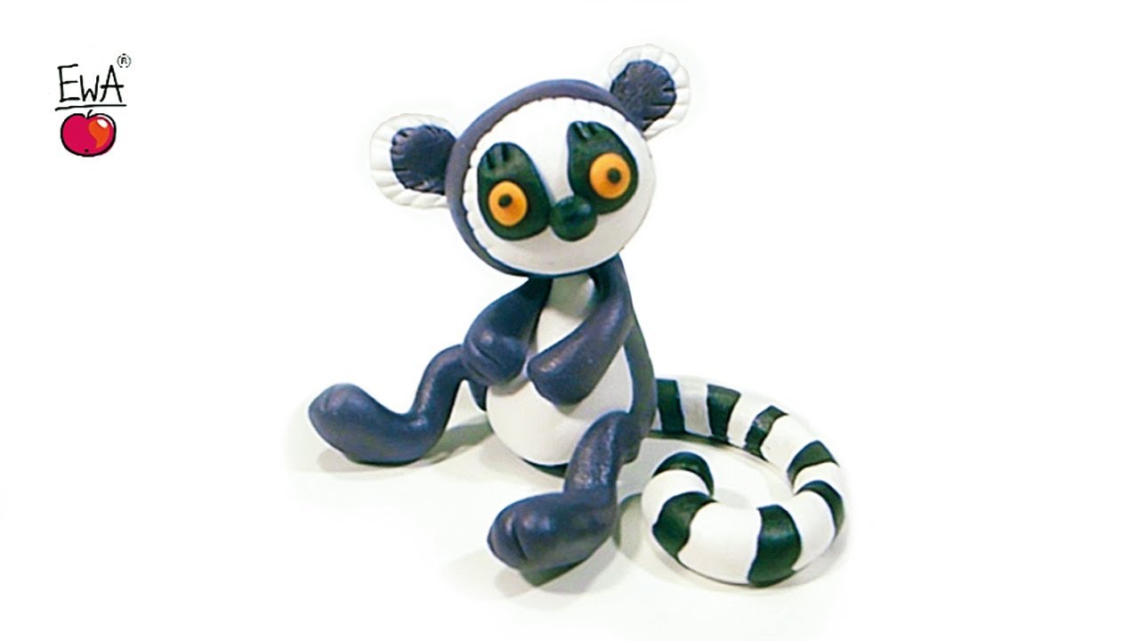 LEMUR z modeliny – polymer clay tutorial - YouTube