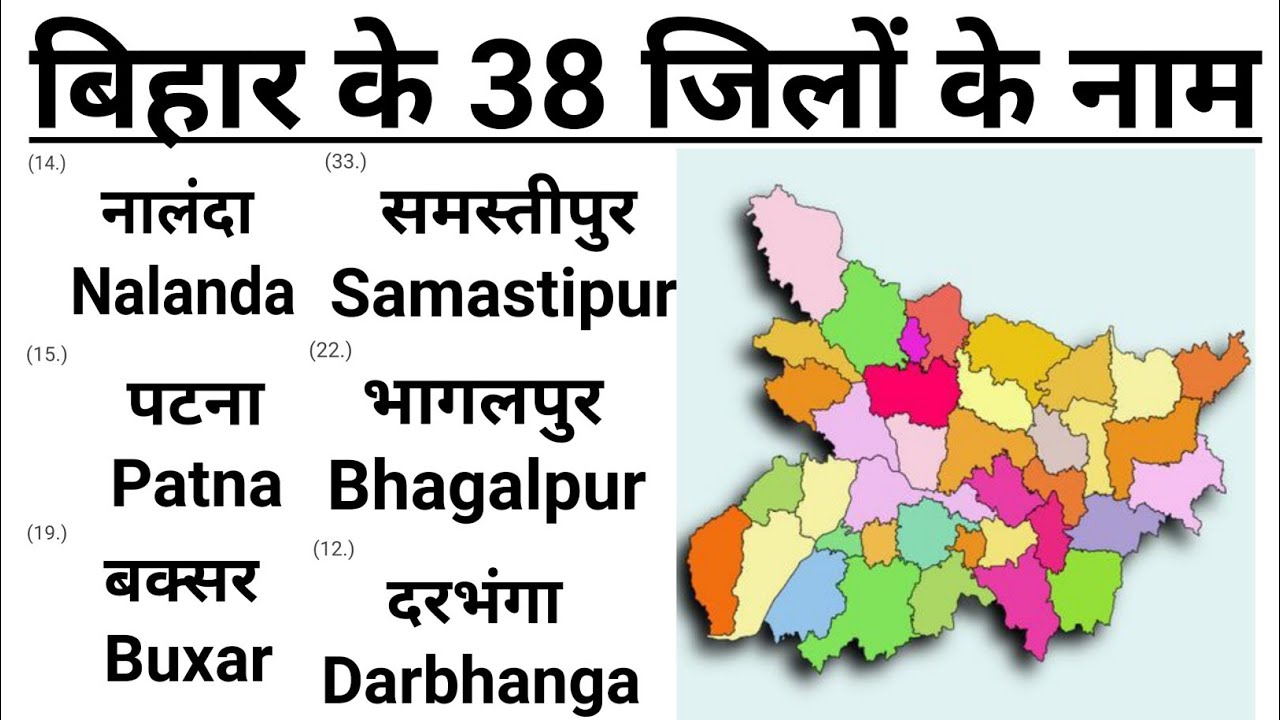 बिहार के 38 जिलों के नाम (All District of Bihar) #GK WALE SIR !! BIHAR ...