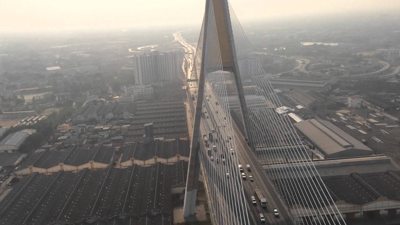 Rama VIII bridge at Bangkok by Helicopter - YouTube