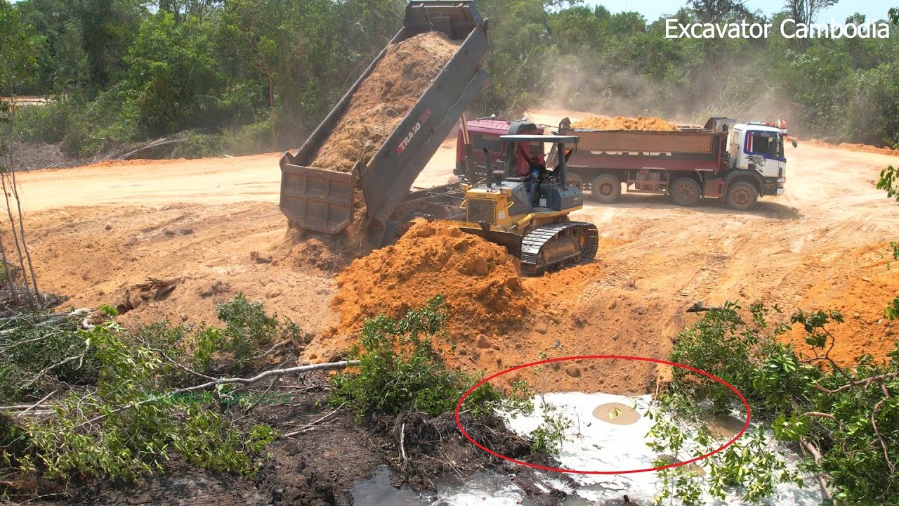 Excellent Project Technique Skill Dozer Pushing Soil & Dump Truck ...