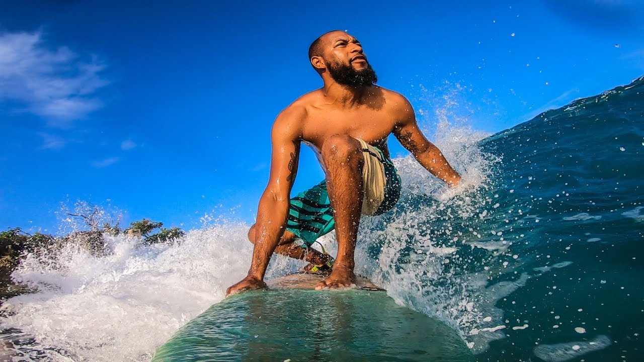 Surfing in St.Maarten with Hurricane Jerry - YouTube