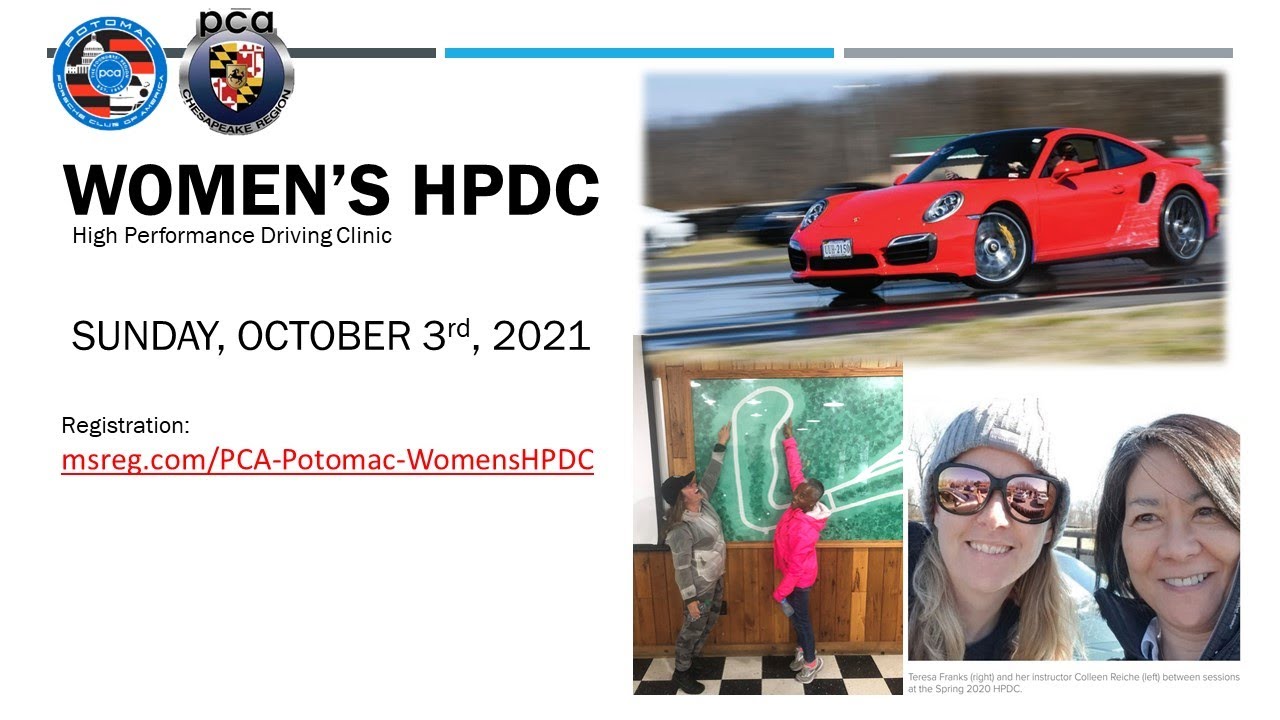 PCA Potomac & Chesapeake - WOMEN'S HIGH PERFORMANCE DRIVING CLINIC ...