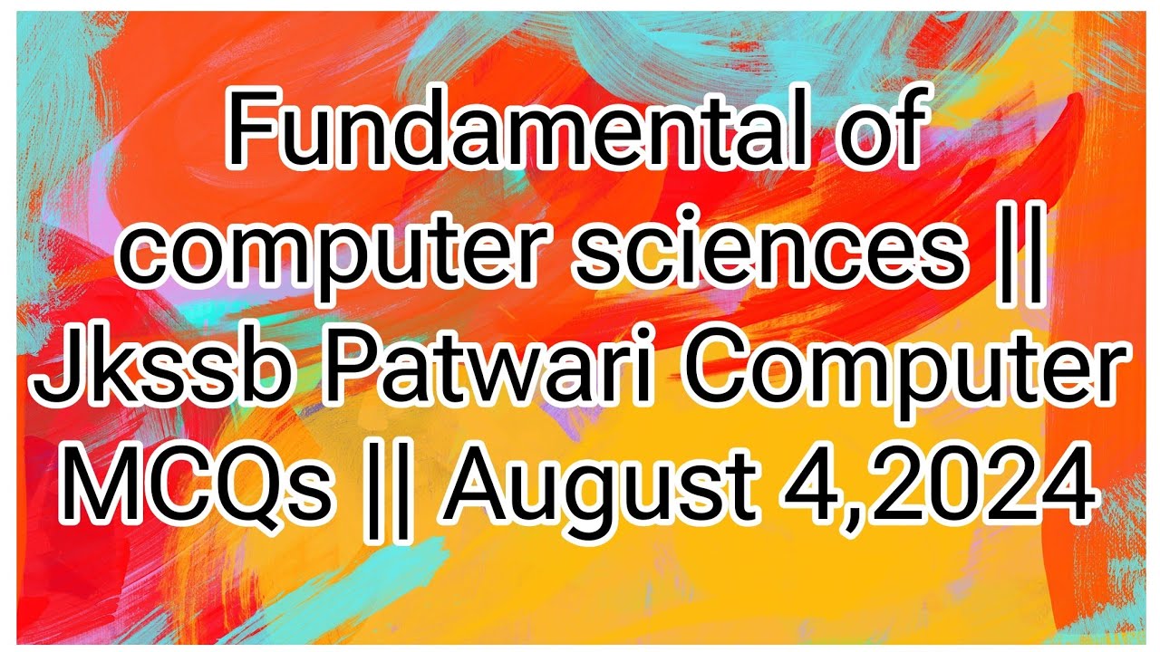 Fundamentals of computer sciences || Jkssb _Patwari || PYQs - YouTube