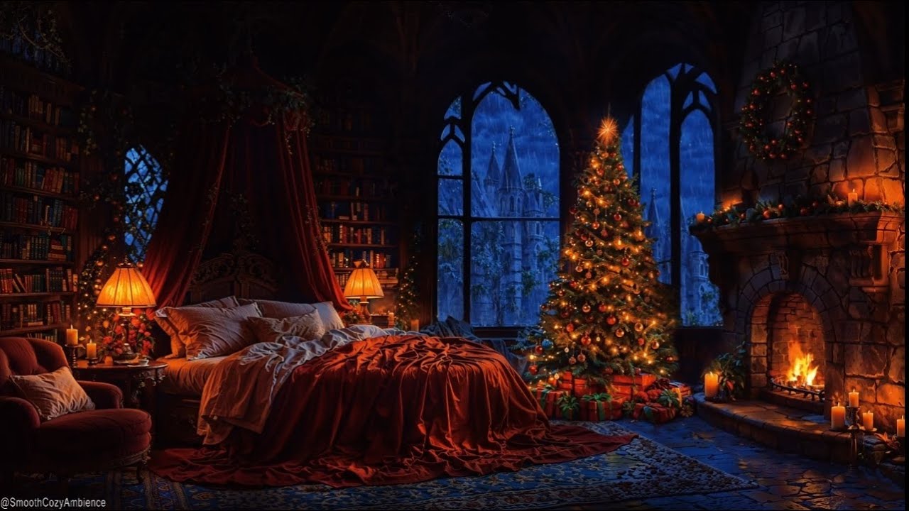 Christmas - Cozy Medieval Castle Room With Heavy Thunder And Rain ...