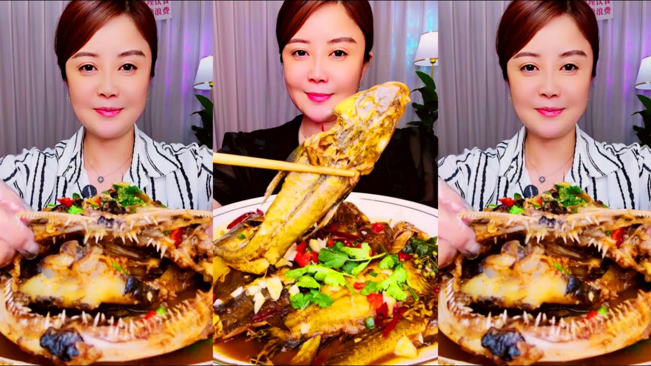 ASMR | SPICY BIG FISH HEAD CURRY MUKBANG | EATING FISH ASMR CHINESE ...