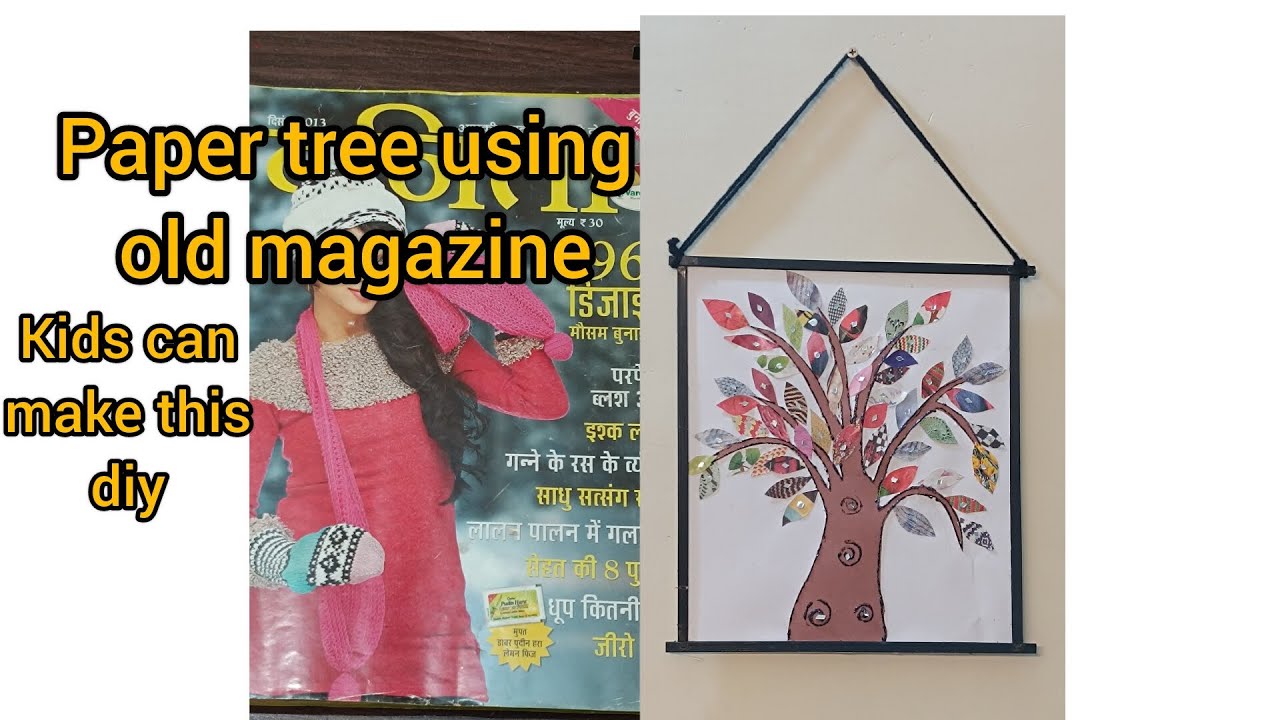 paper hanging! easy paper tree using old magazine ! paper hanging ...