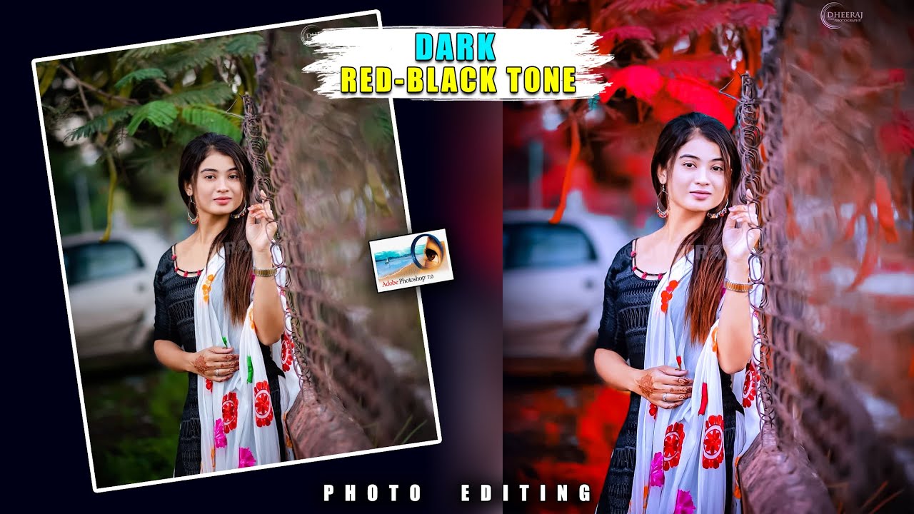Dark Red-Black Photo Background Color Grading in Photoshop 7.0 Hindi ...