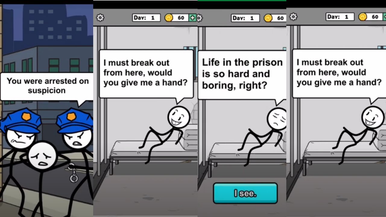Stickman Escape Plan Ep. 1 | Jail Break | Word Story - Day 1 To 10 ...