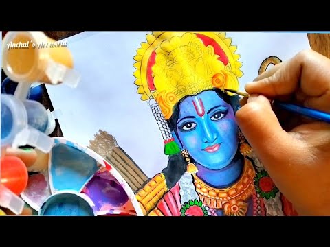 Lord Shree🙏 Ram painting step by step || easy lord ram painting ...