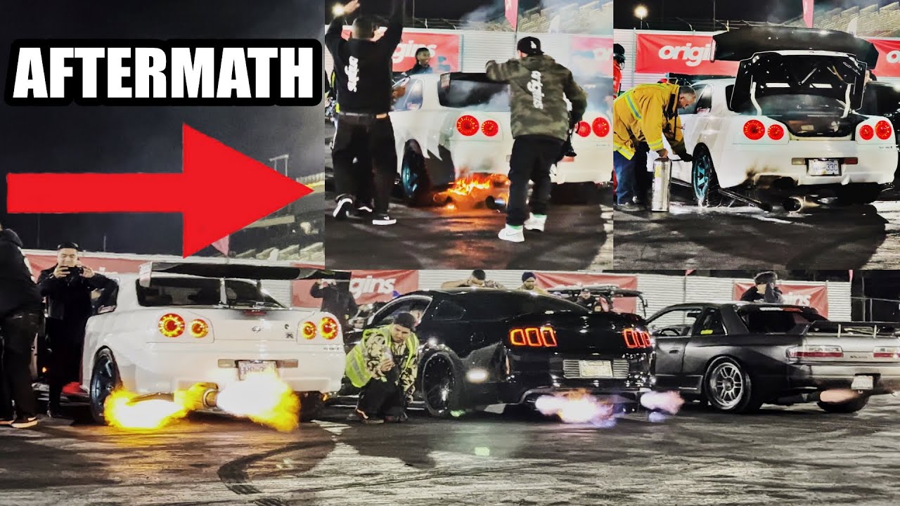 R34 GTR CATCHES ON FIRE DURING 2-STEP BATTLE!! *crazy* - YouTube