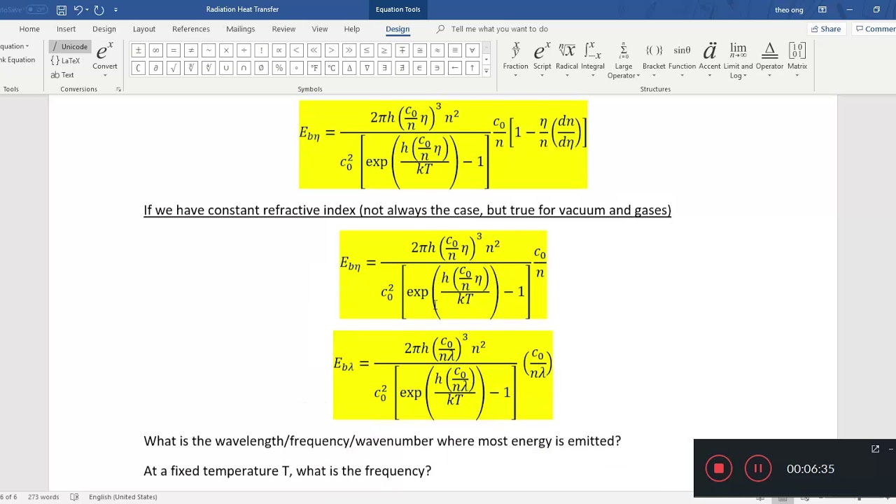Radiation Heat Transfer Learning Journal 5 - Wein's Displacement Law ...