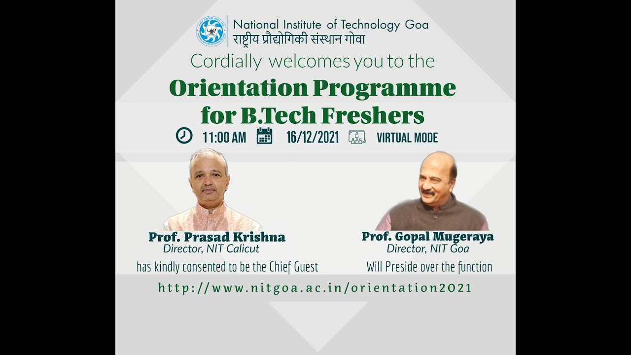 Orientation Programme for Freshers (B.Tech Students-2021 Batch) - YouTube