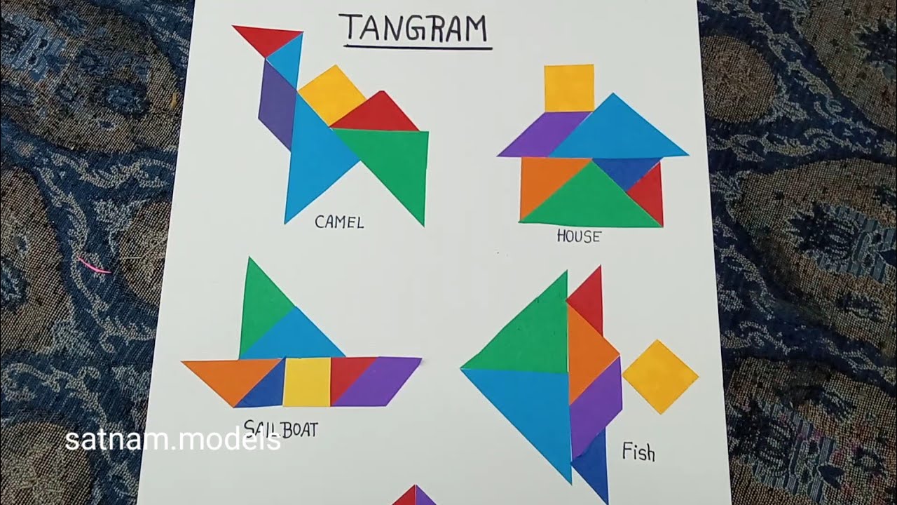 How to make Tangram p shapes pieces || mathematical shapes Tangram set ...