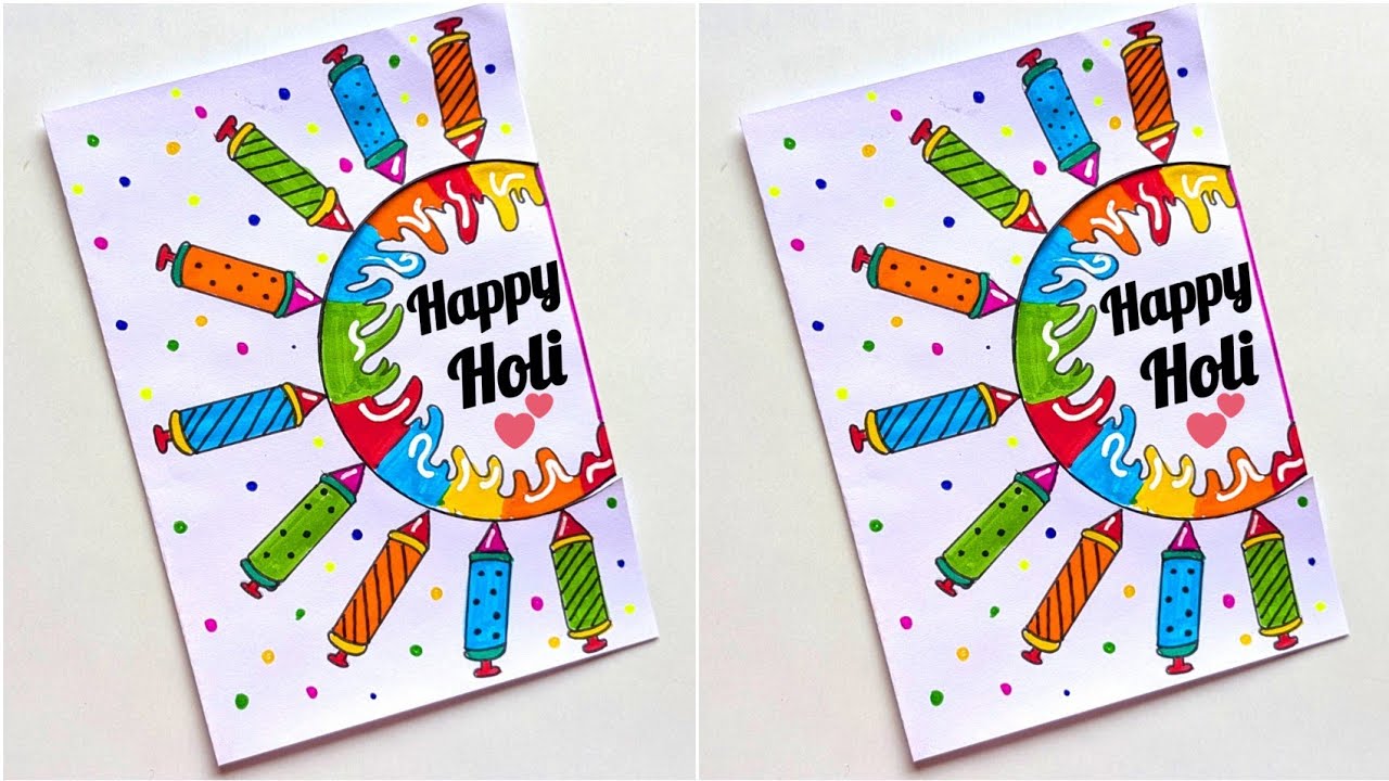 DIY Holi Card from White Paper 2025/ Happy Holi Card Ideas/ Easy Holi ...