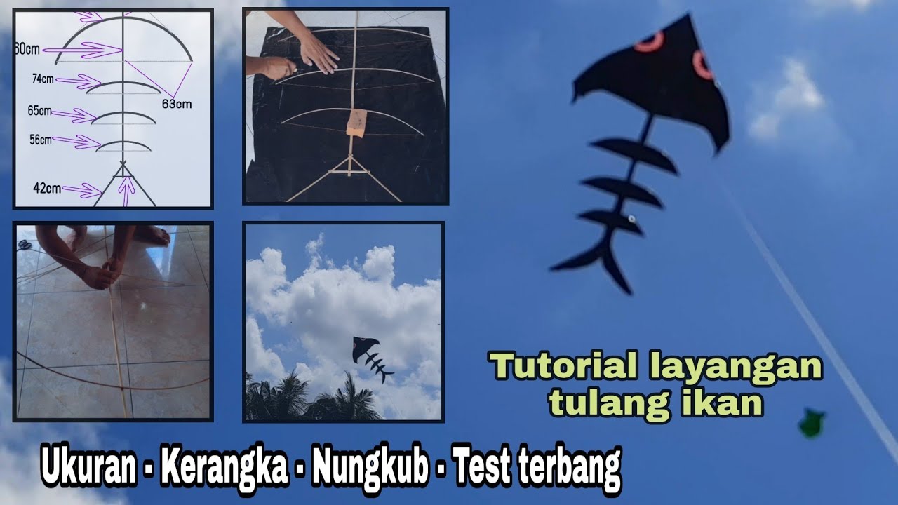 Cara membuat layangan unik layangan kreasi tulang ikan - YouTube