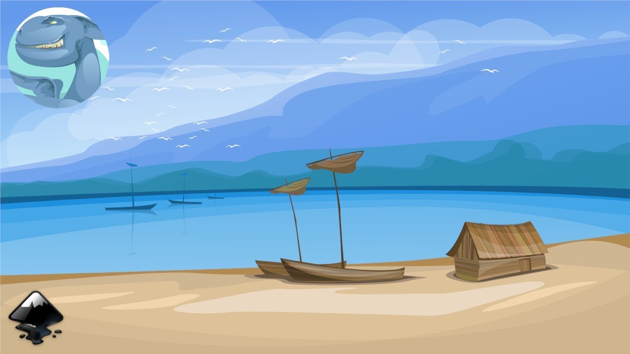 Landscape with a fishing lodge in Inkscape - YouTube