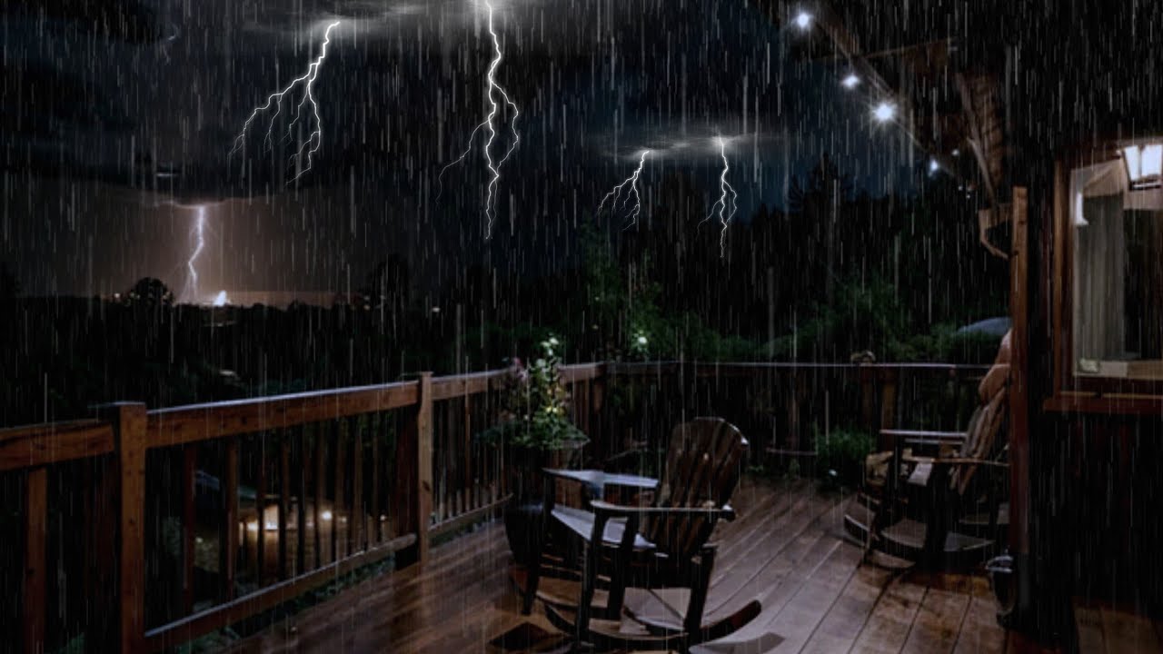 ( 4K )Super Heavy Rain on Balcony ,Rain Sounds for Sleeping , for ...