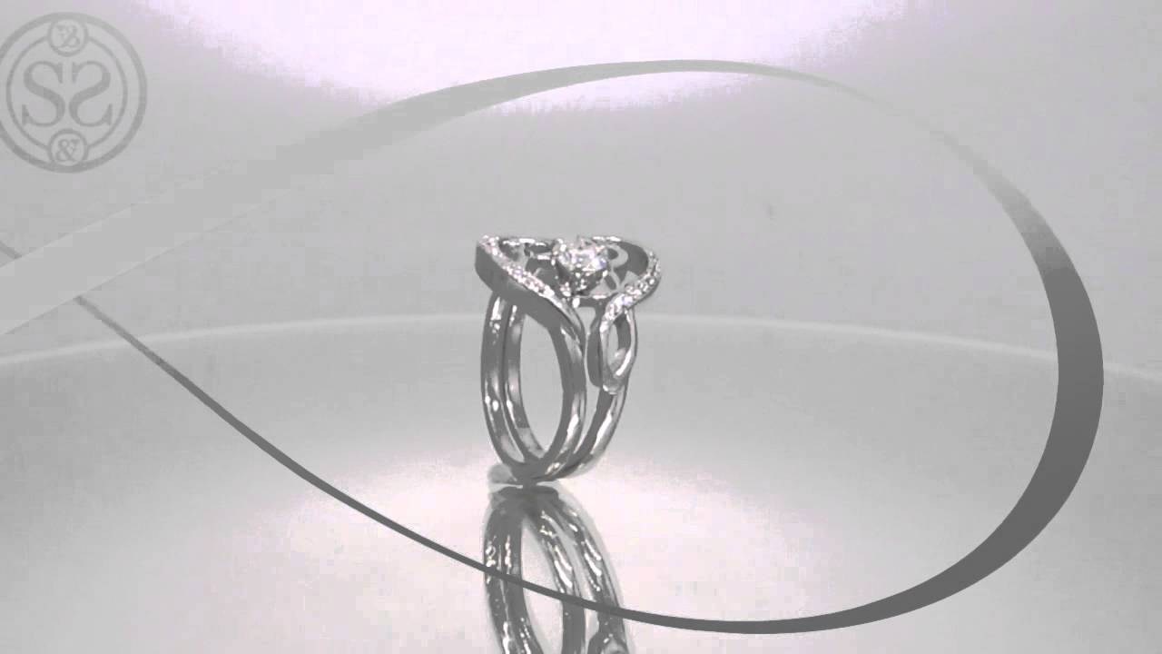 The Treble and Bass Clef Diamond Engagement Ring and Wedding Band - YouTube