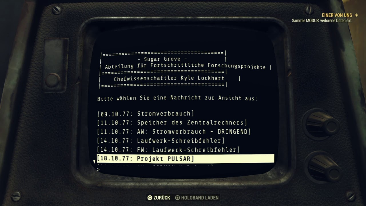 Fallout 76 # 120 Quest: Einer von uns / Modus Daten - YouTube