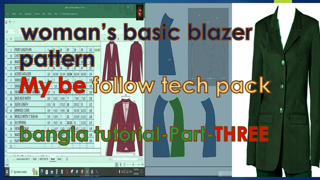 WOMAN'S SUIT COAT/ BLAZER DRAFTING & CUTTING PATTERN ON LECTRA MODARISH ...