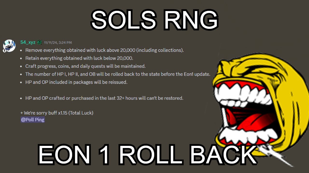 The Rollback Situation I Roblox Sol's RNG - YouTube