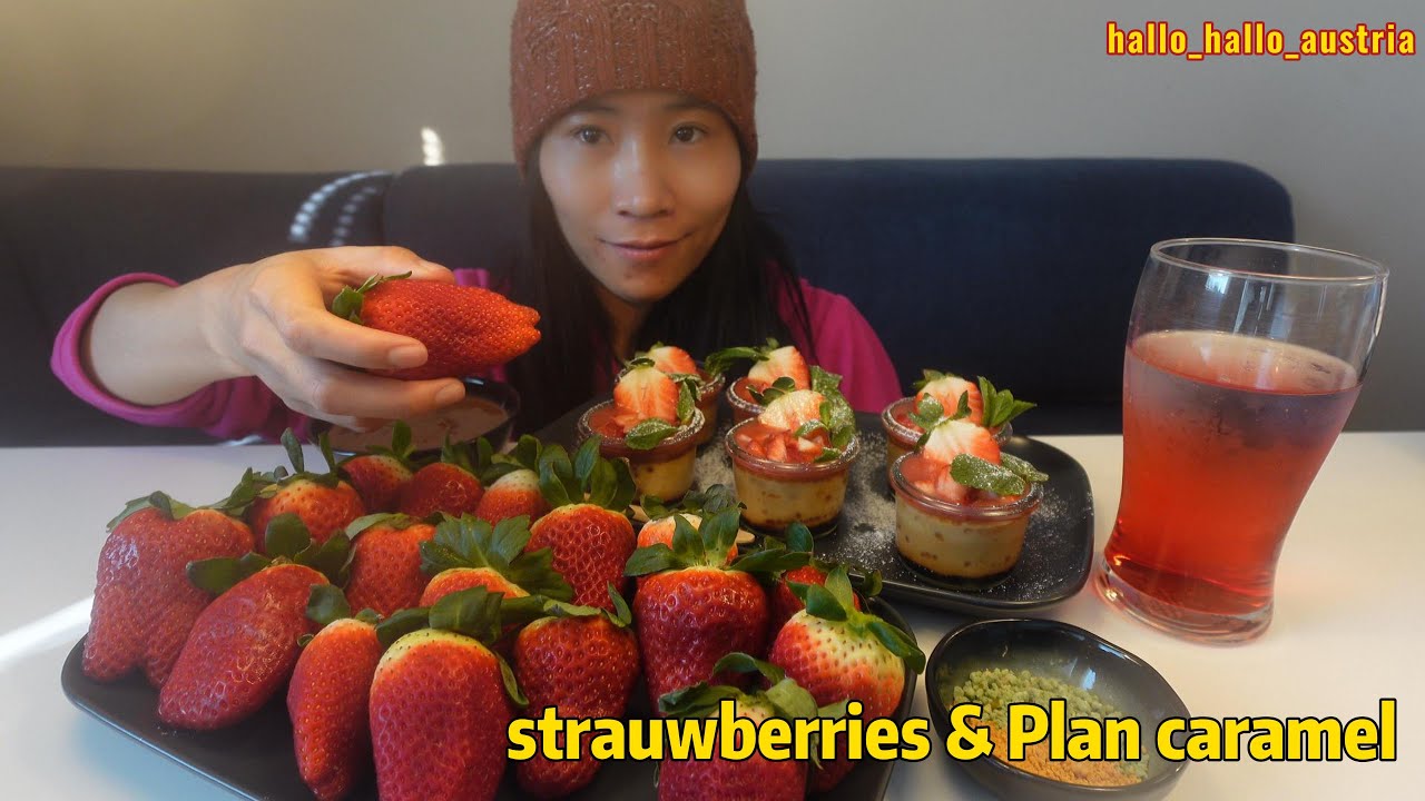 Strawberries-Plan. Erdbeeren. Dâu tây-bánh flan!#mukbang - YouTube