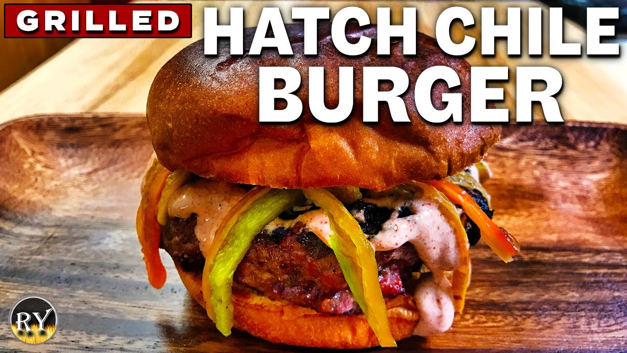 Hatch Chile Burger Grilled On The Weber Kettle - YouTube