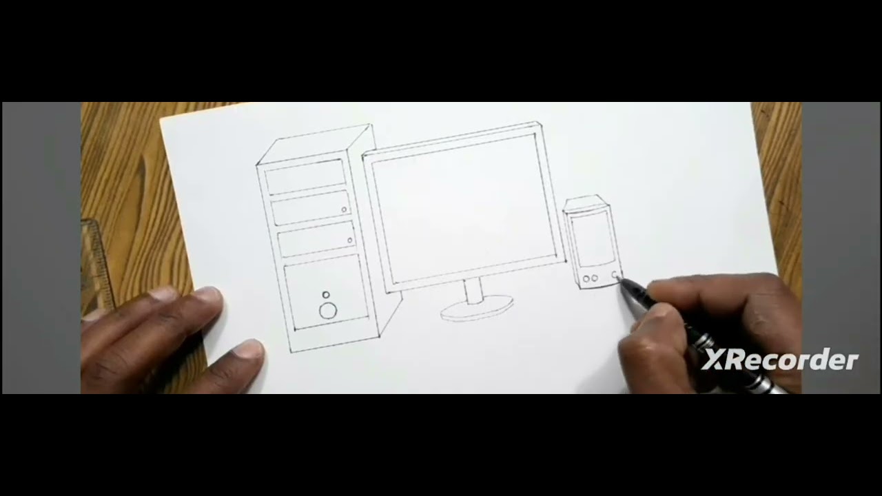 Easy way to draw computer - YouTube