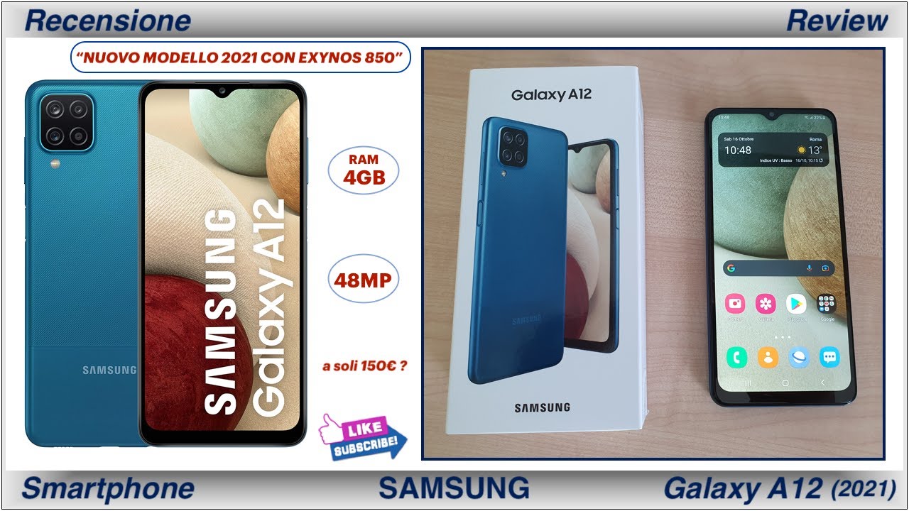 RECENSIONE SAMSUNG Galaxy A12 (A127F) con CPU Exynos - YouTube