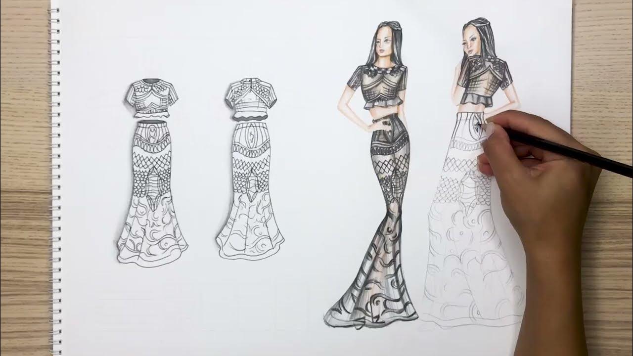 Fashion Drawing Course⎢Lace Themed Collection - Look 2 - YouTube