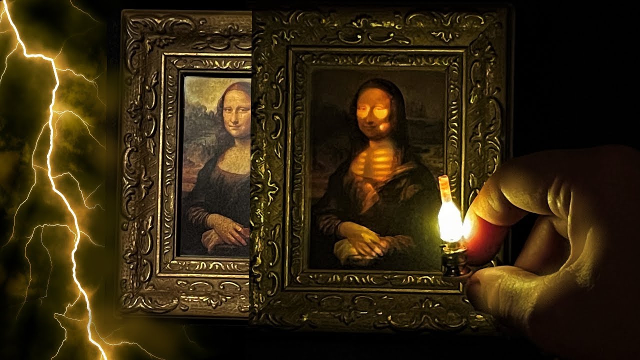 DIY Halloween Haunted Mirror 🎃 SPOOKY Mona Lisa Miniature Portrait ...