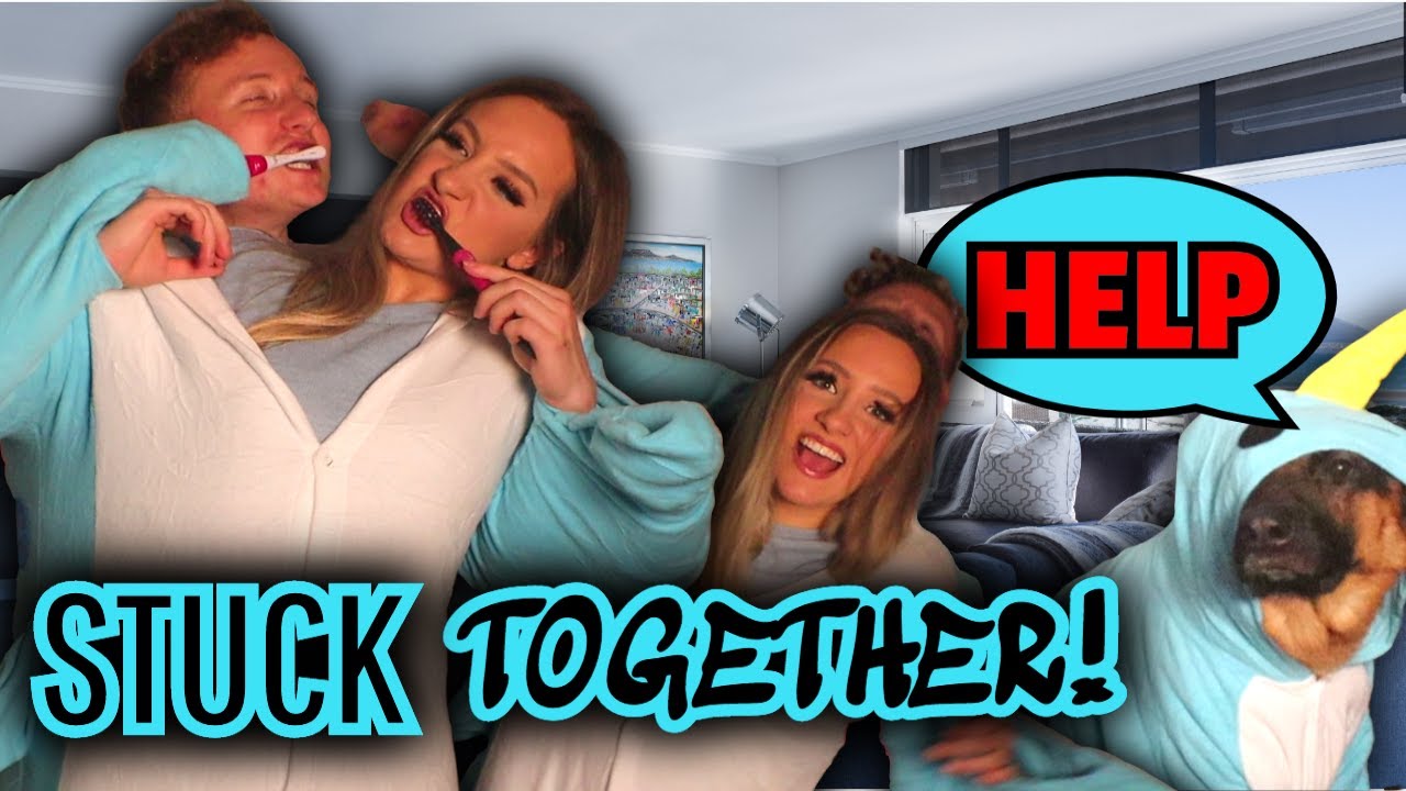 Couples Stuck Together Challenge! *Re-Upload* - YouTube