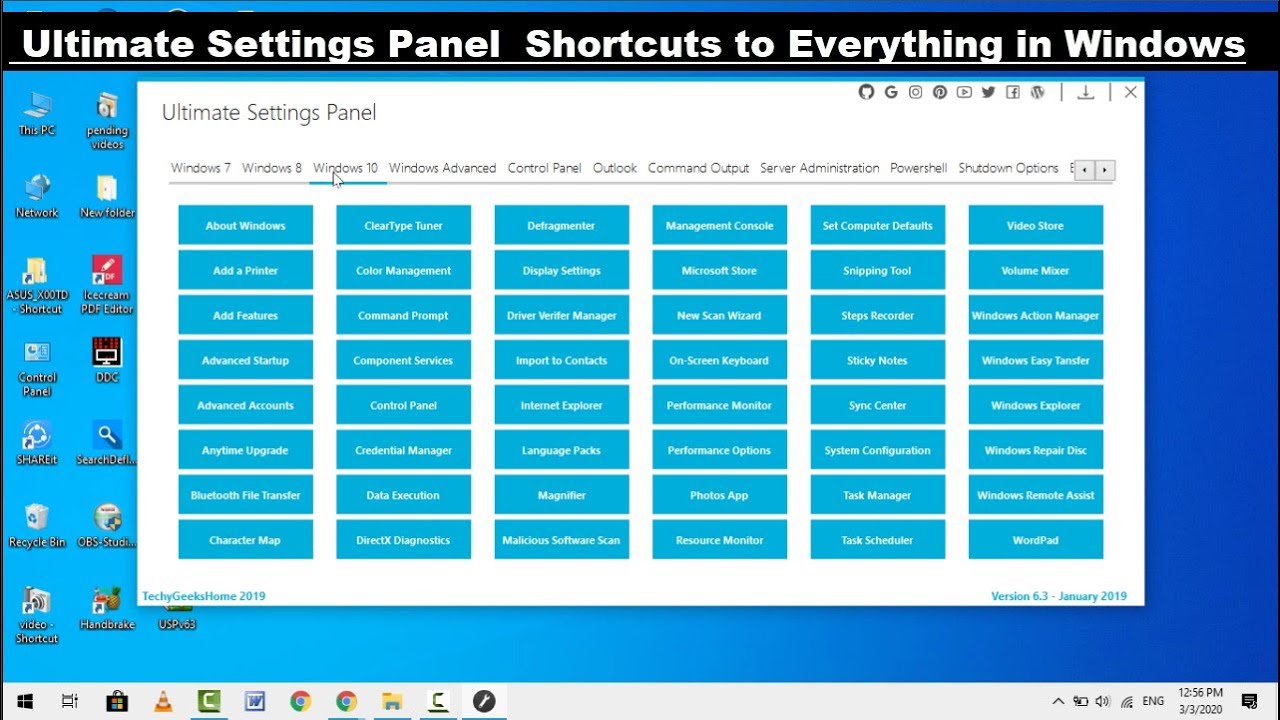 Quickly Access Any Settings of Windows 10 Easily | Ultimate Settings ...