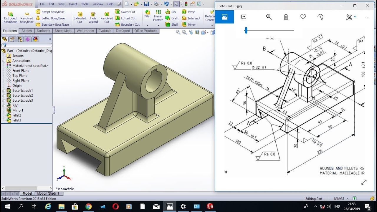 TUTORIAL SOLIDWORKS INDONESIA ; LATIHAN PART 3D #18 - YouTube