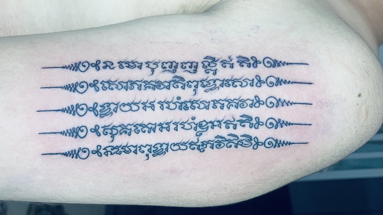 សាក់យ័ន្ត៥ជួរមហានិយម#sakyanttattoo yant ha taew / xăm kính 5 vòng chữ ...