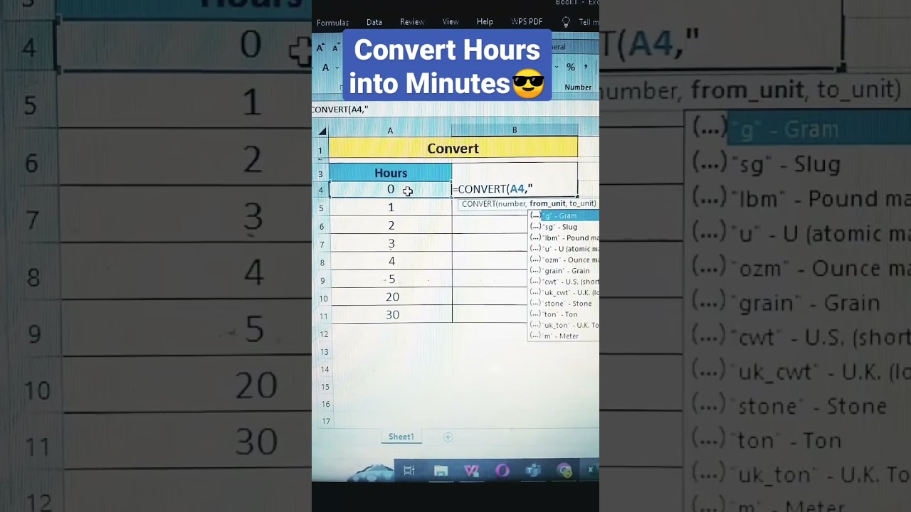 Convert Hours Into Minutes In Excel shorts excel shortsvideo Convert Hours Into Minutes In Excel shorts excel shortsvideo