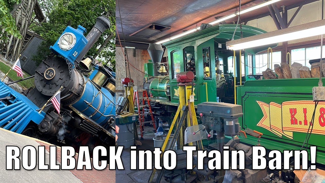 RARE Steam Train ROLLBACK Into Train Barn at Kings Island! On-Ride POV ...