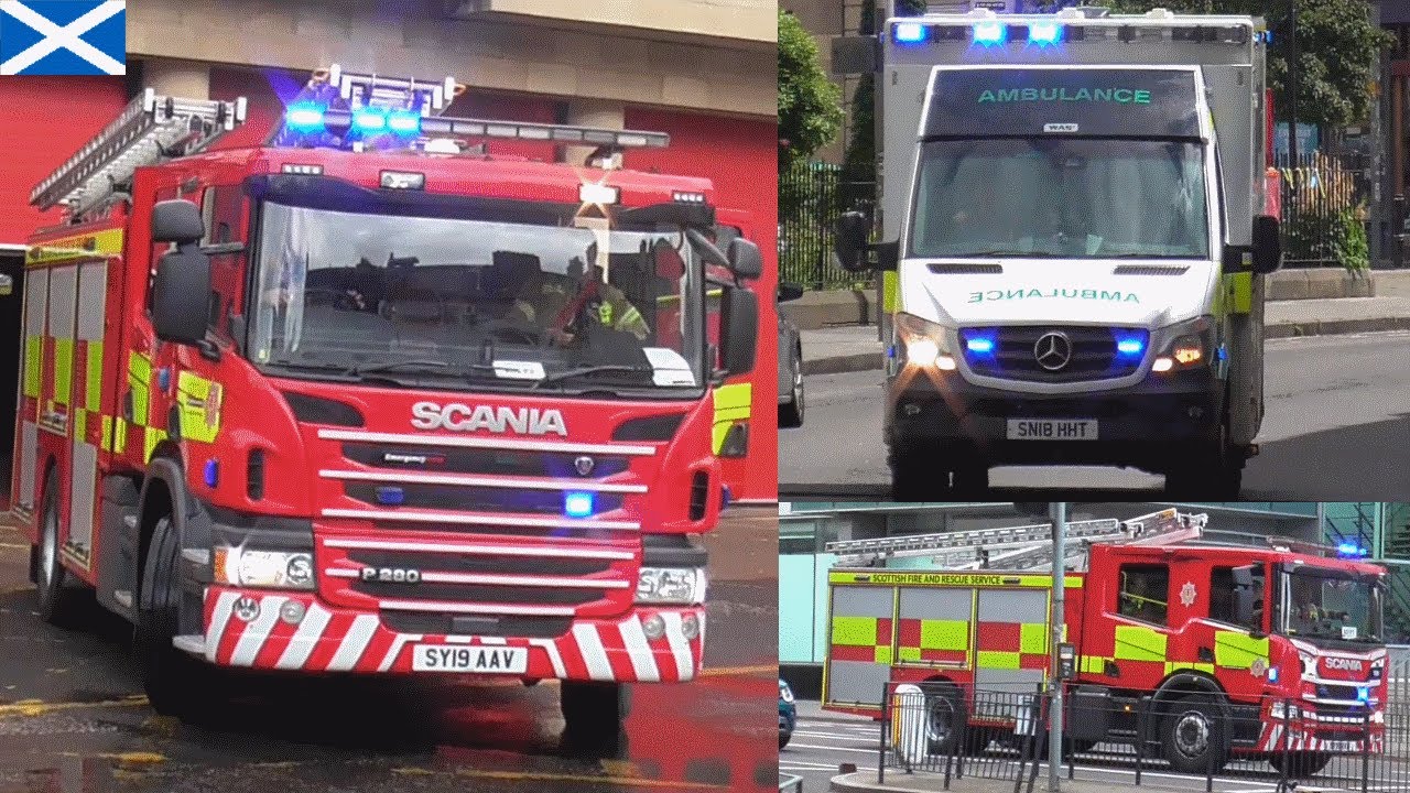 Scottish Fire and Ambulances responding URGENTLY in Edinburgh! - YouTube