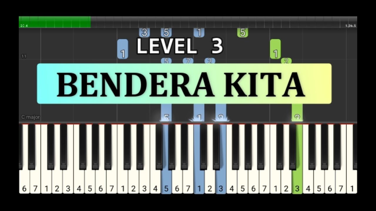 not piano bendera kita - lagu wajib nasional - tutorial level 3 ...
