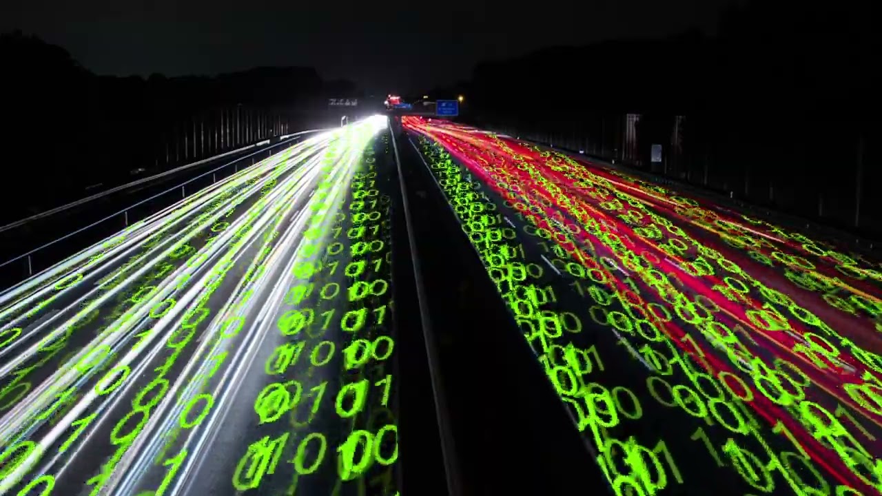 SCREEN VIDEO BY MATRIX BINARY ON HIGHWAY FOR EVERY PHONE - YouTube