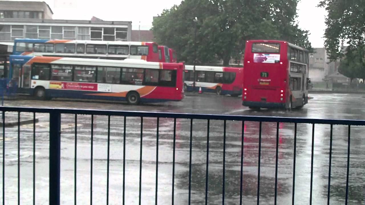 STAGECOACH BUSES IN THE RAIN AT GLOUCESTER BUS STATION 280812 - YouTube