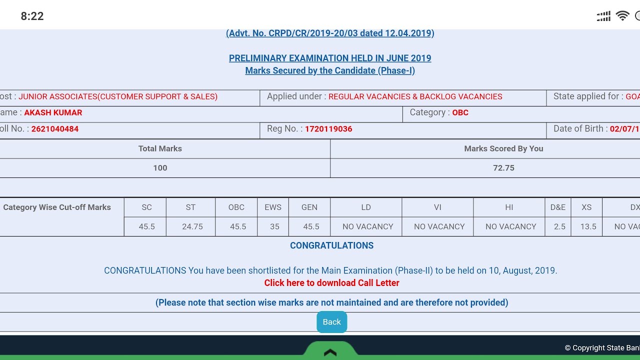 SBI CLERK PRE 2019 Scorecard | SBI CLERK PRE CUT OFF 2019 - YouTube