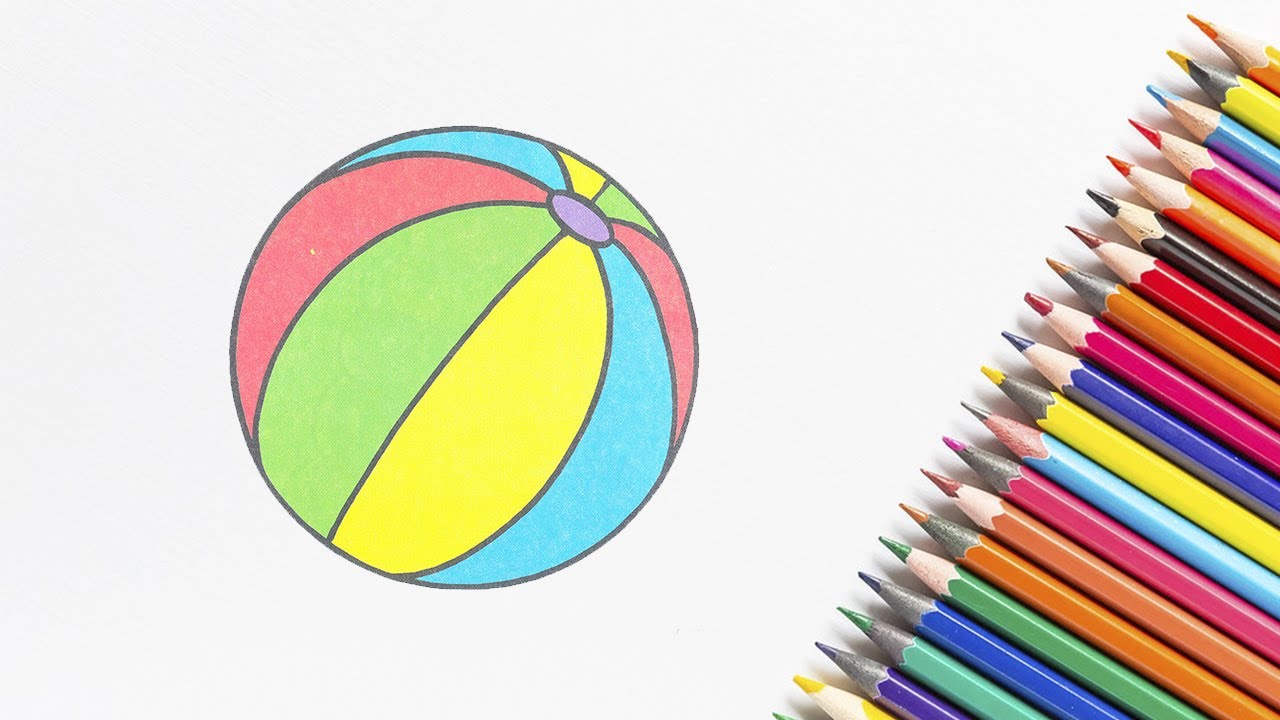 How To Draw A Ball | Colorful Beach Ball Drawing | Easy Drawing ...