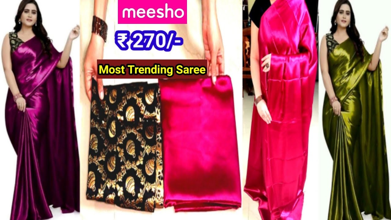 💞meesho saree haul Starting Rs-270 💞 Designer Saree💞 Satin silk 💞 ...