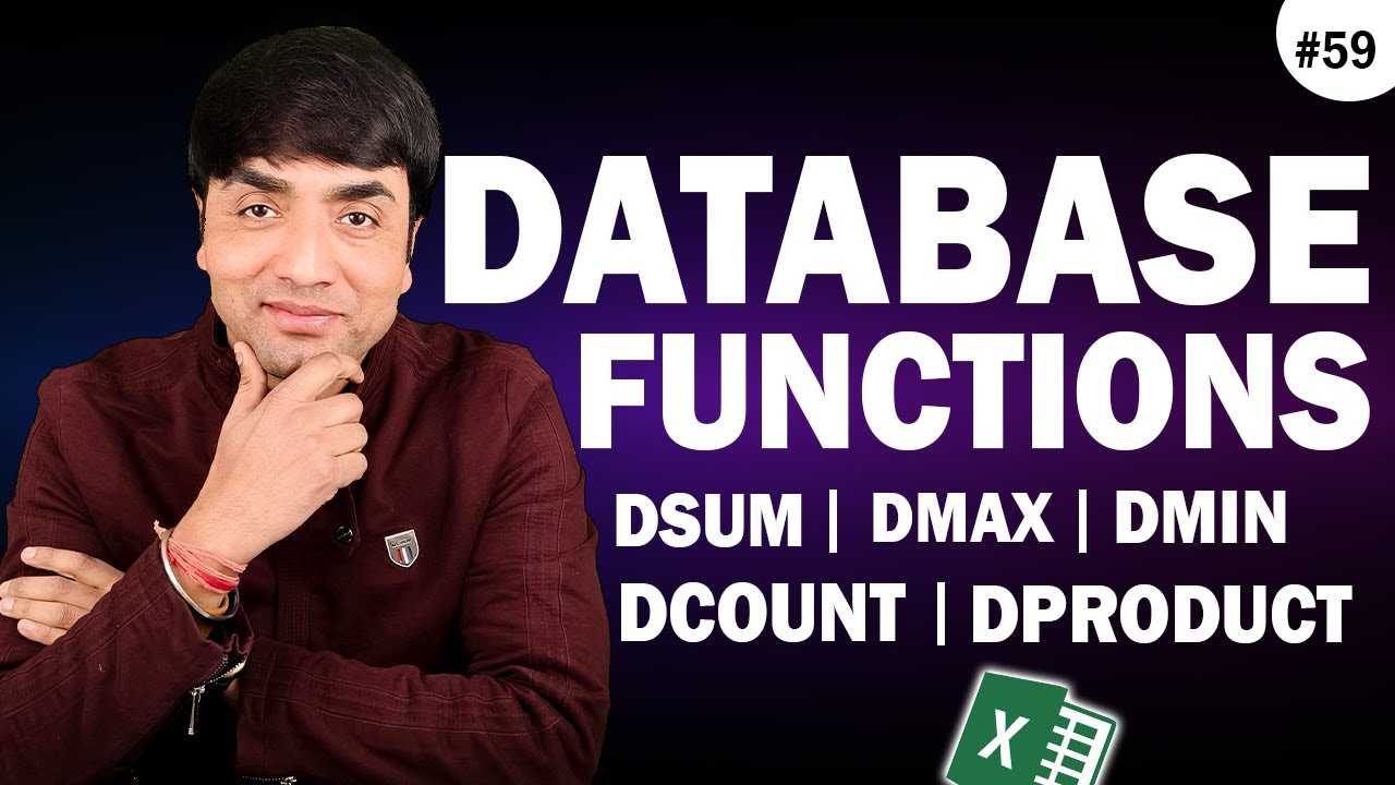Database Functions Dsum Daverage Dcount Dmax Dmin Dproduct Youtube 9573