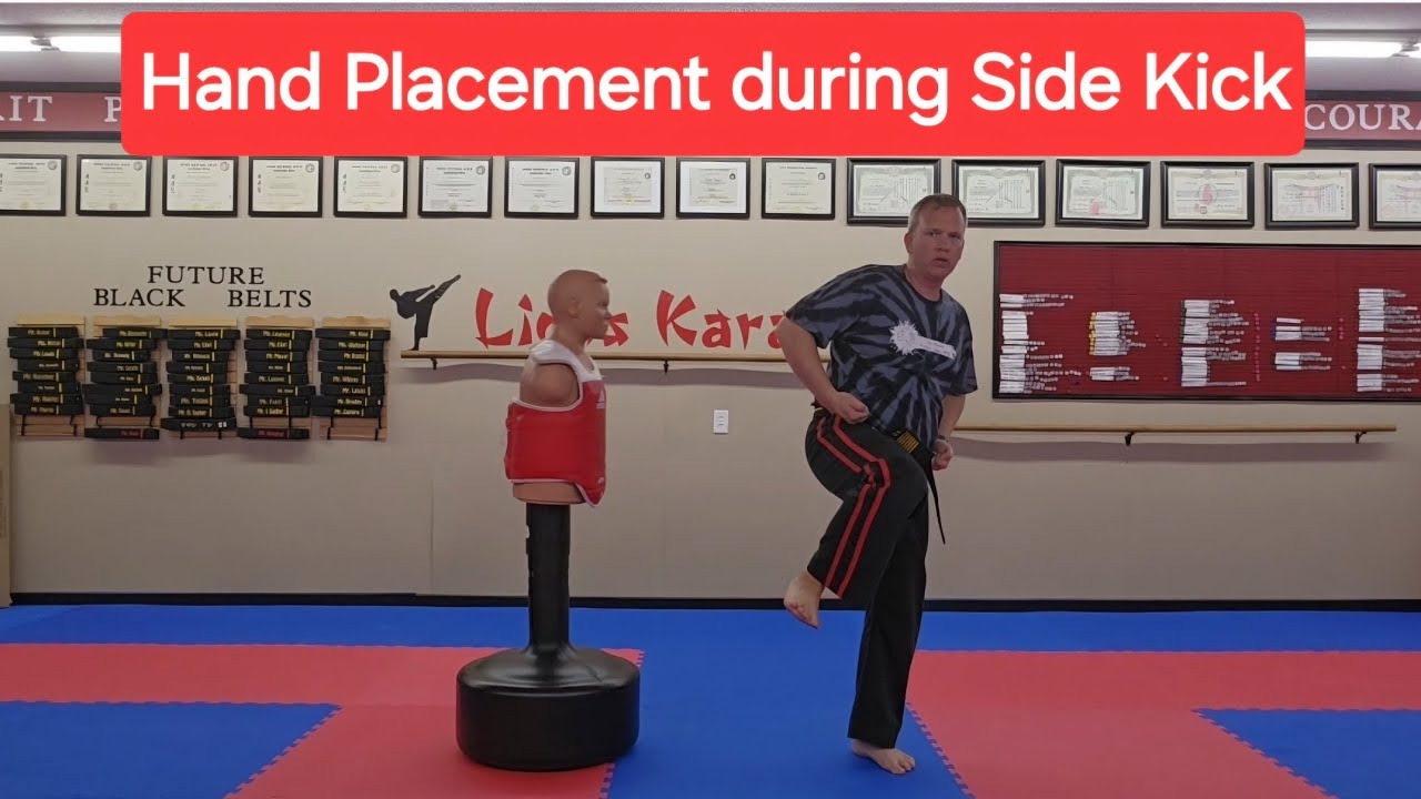 Where do you hands go during a side kick - placement - YouTube