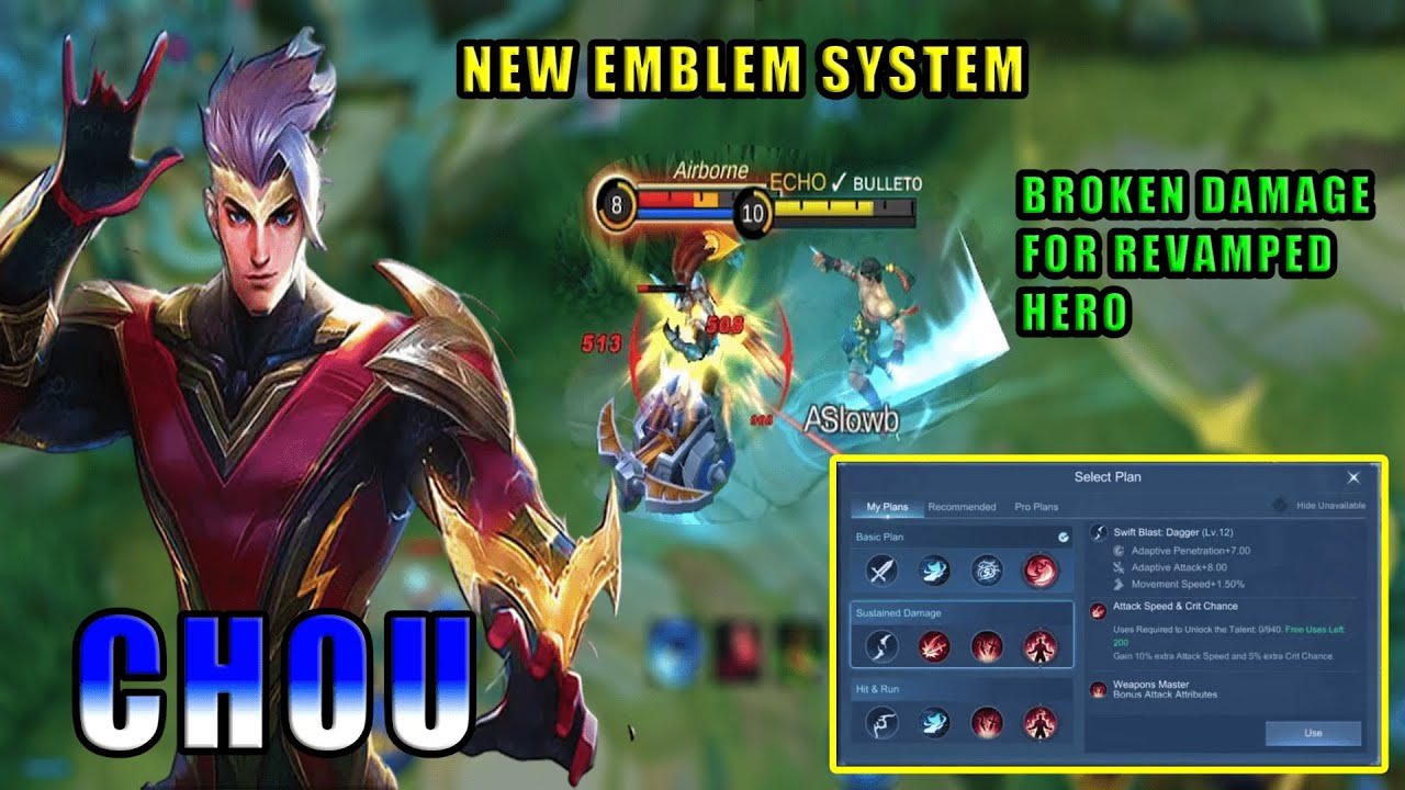 CHOU NEW EMBLEM & BUILD IS HERE | Build Top 1 Global | Best Build 2023 ...